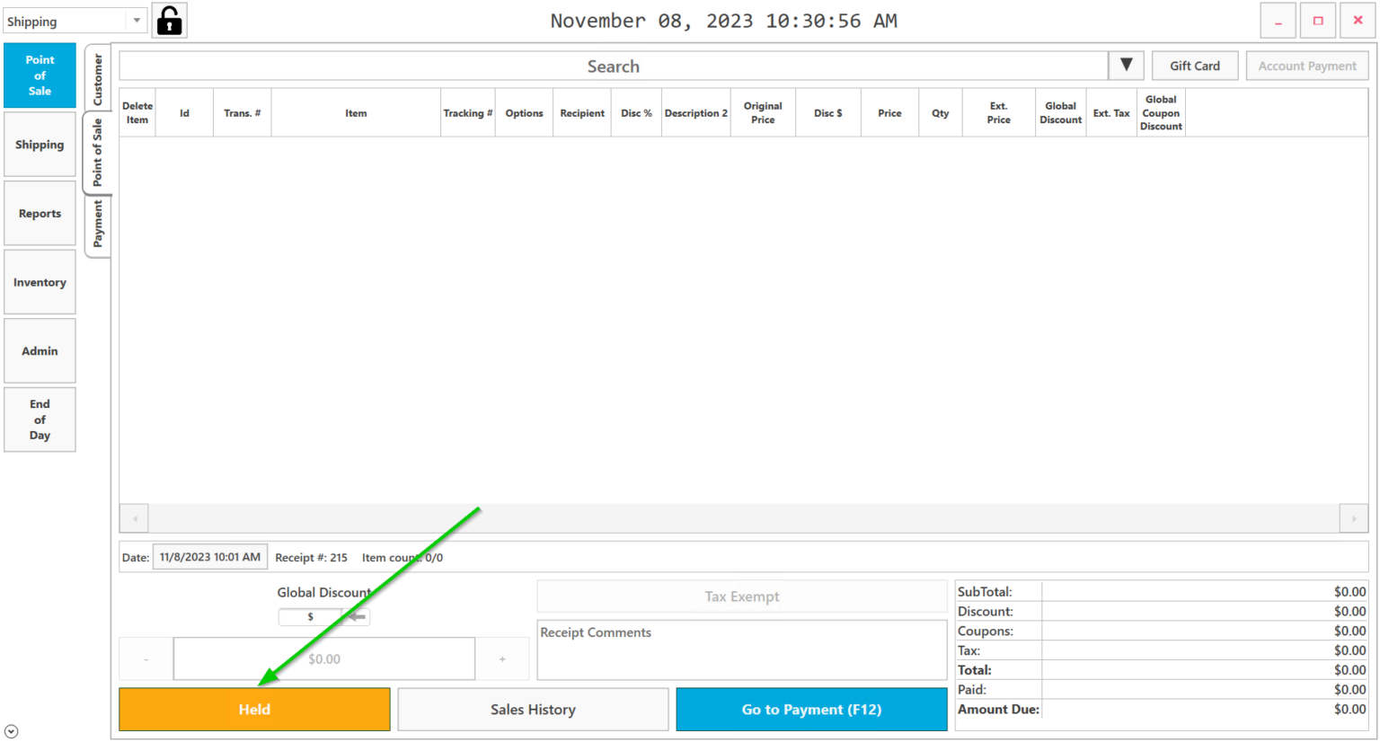 How to view Held Receipts – ROIPOS.com